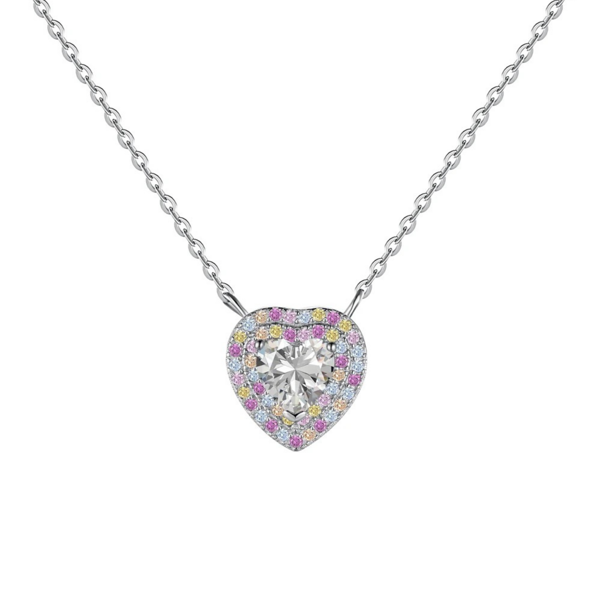 Ela Colourful Heart Sterling Silver Pendant Necklace